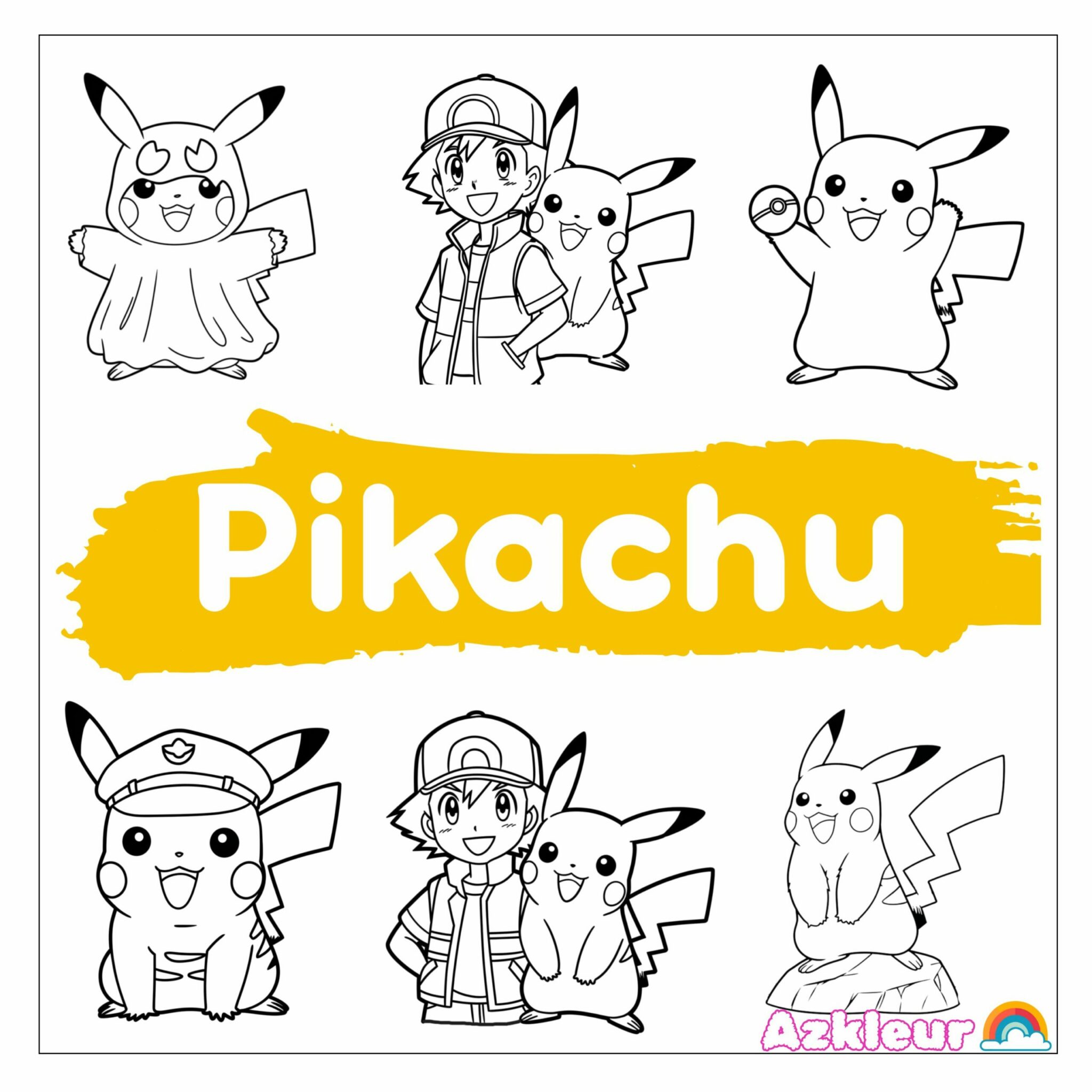 Pikachu - Página para colorear, 17 imágenes, PDF gratis