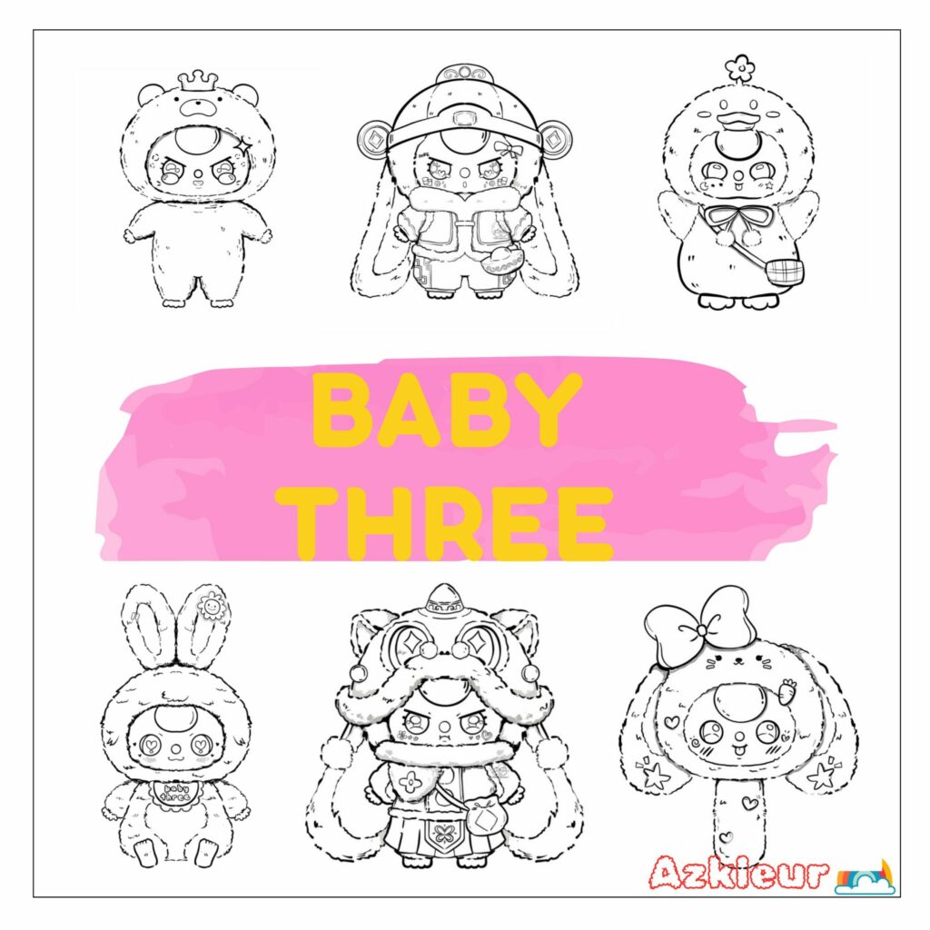 29 Baby Three coloring pages cute free