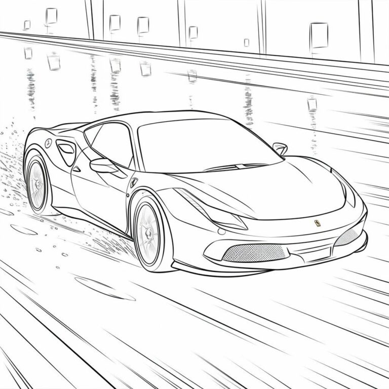 Ferrari Ausmalbild gratis drucken - AZkleur