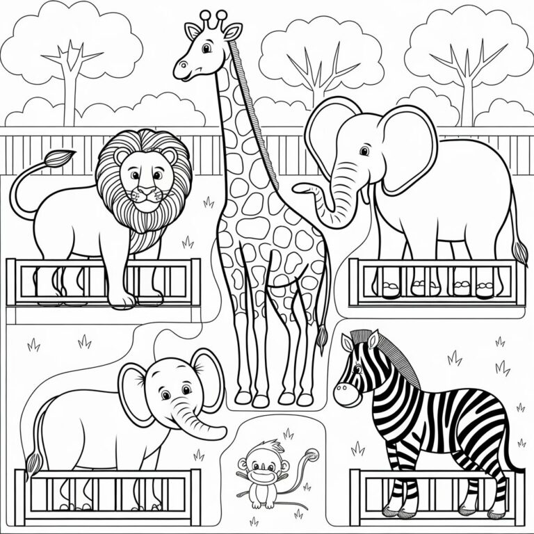 Página para colorear Zoológico - 21 páginas gratis, PDF