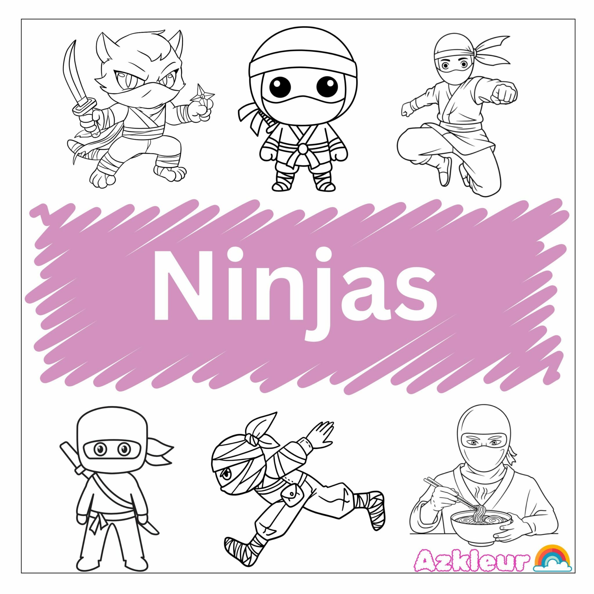 Ninja Kleurplaat: 35 Páginas imprimibles gratis - PDF