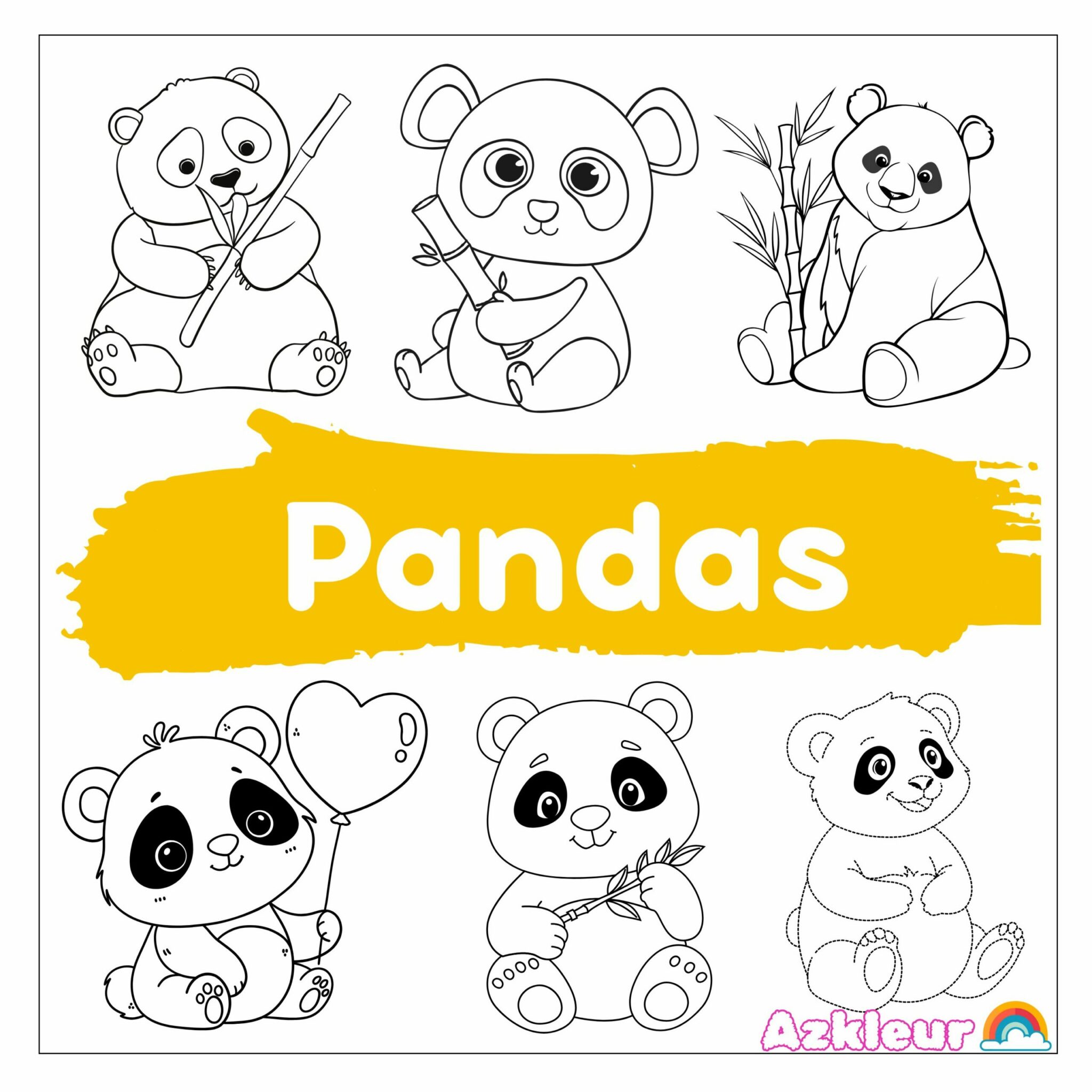 Dibujo para colorear de panda gratis: 28 láminas en PDF
