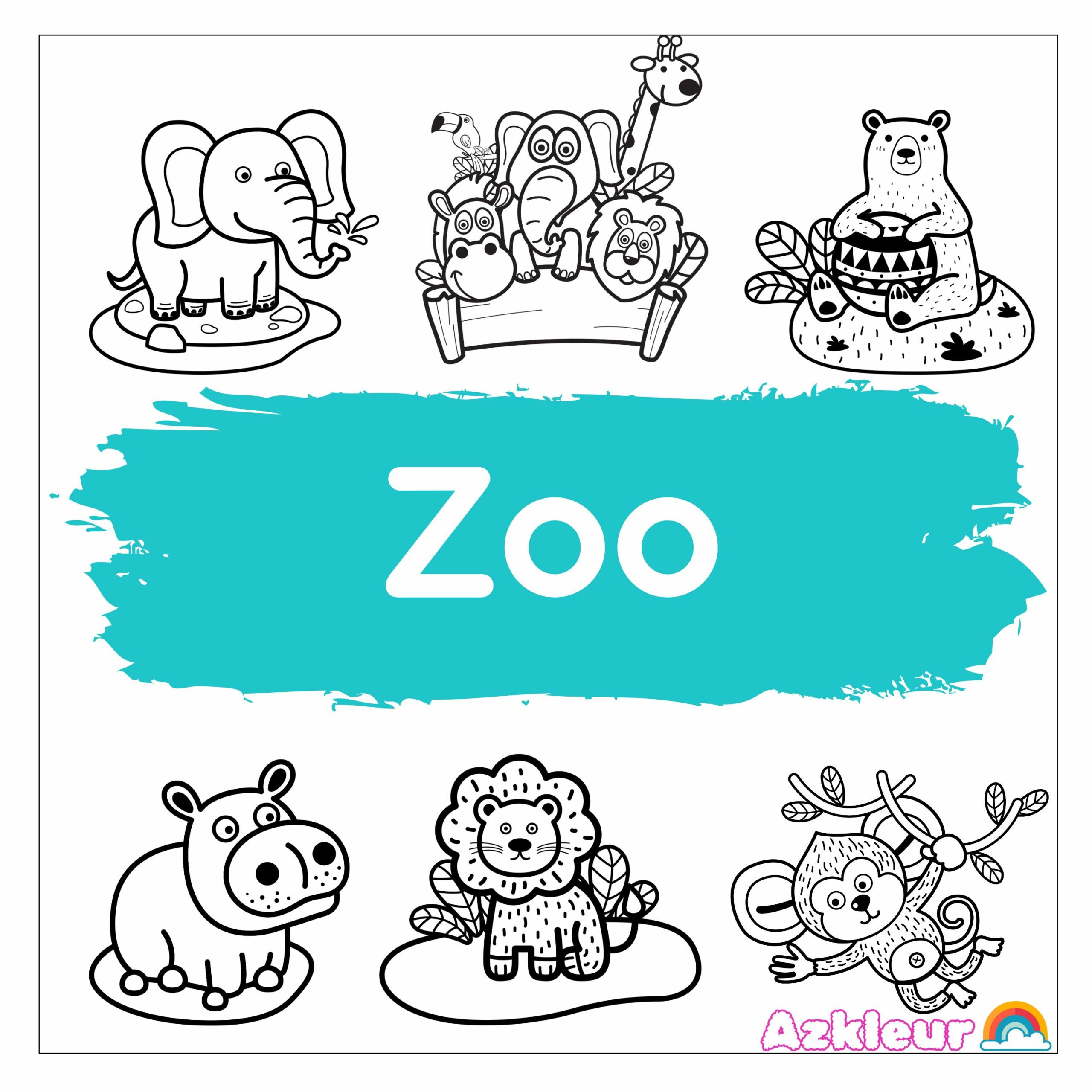 Simple Zoo Coloring Page