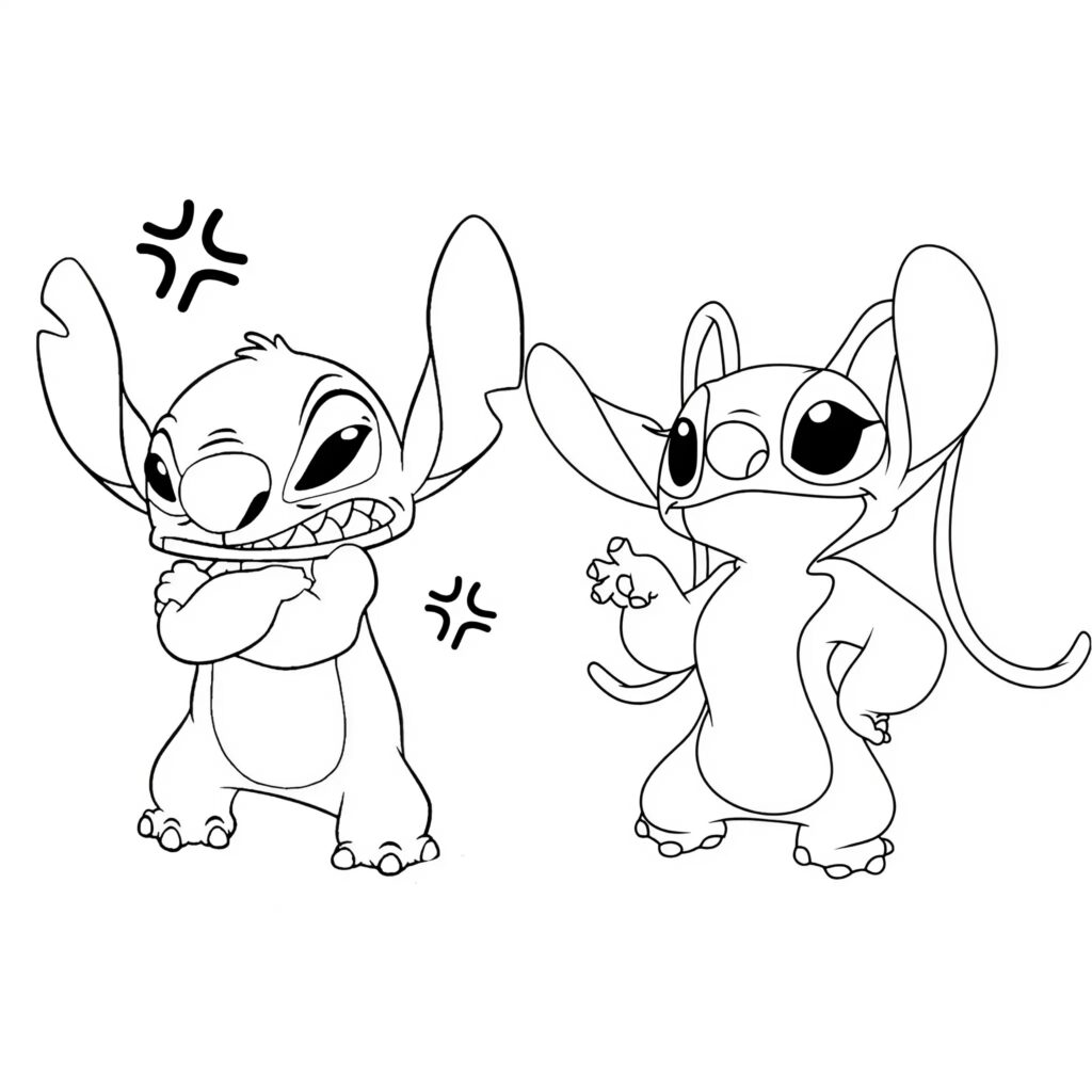 Free Printable Stitch and Angel Coloring Pages - 12 Pages for Kids