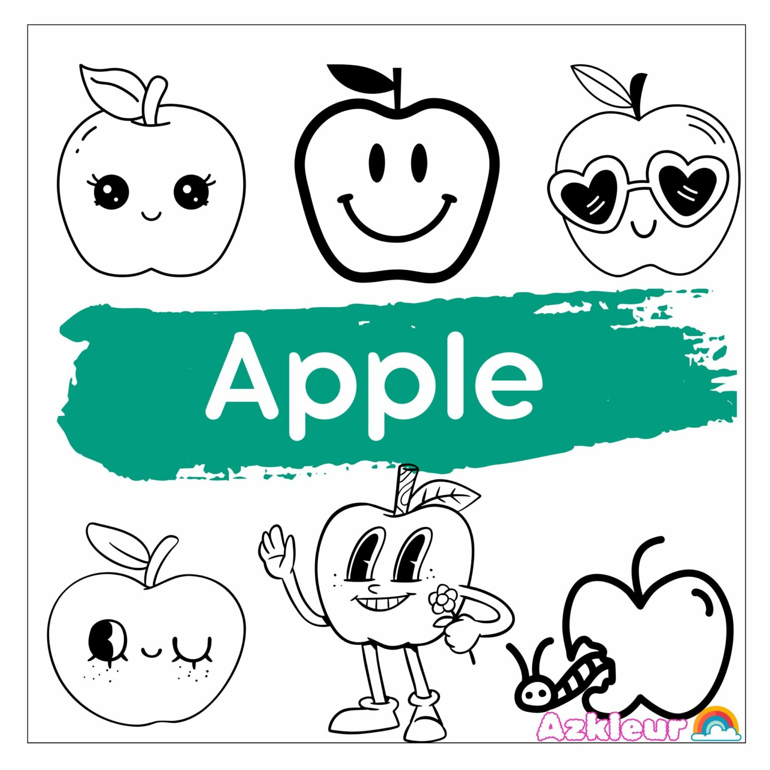 Free Printable Apple Coloring Pages - 34 Pages (PDF)