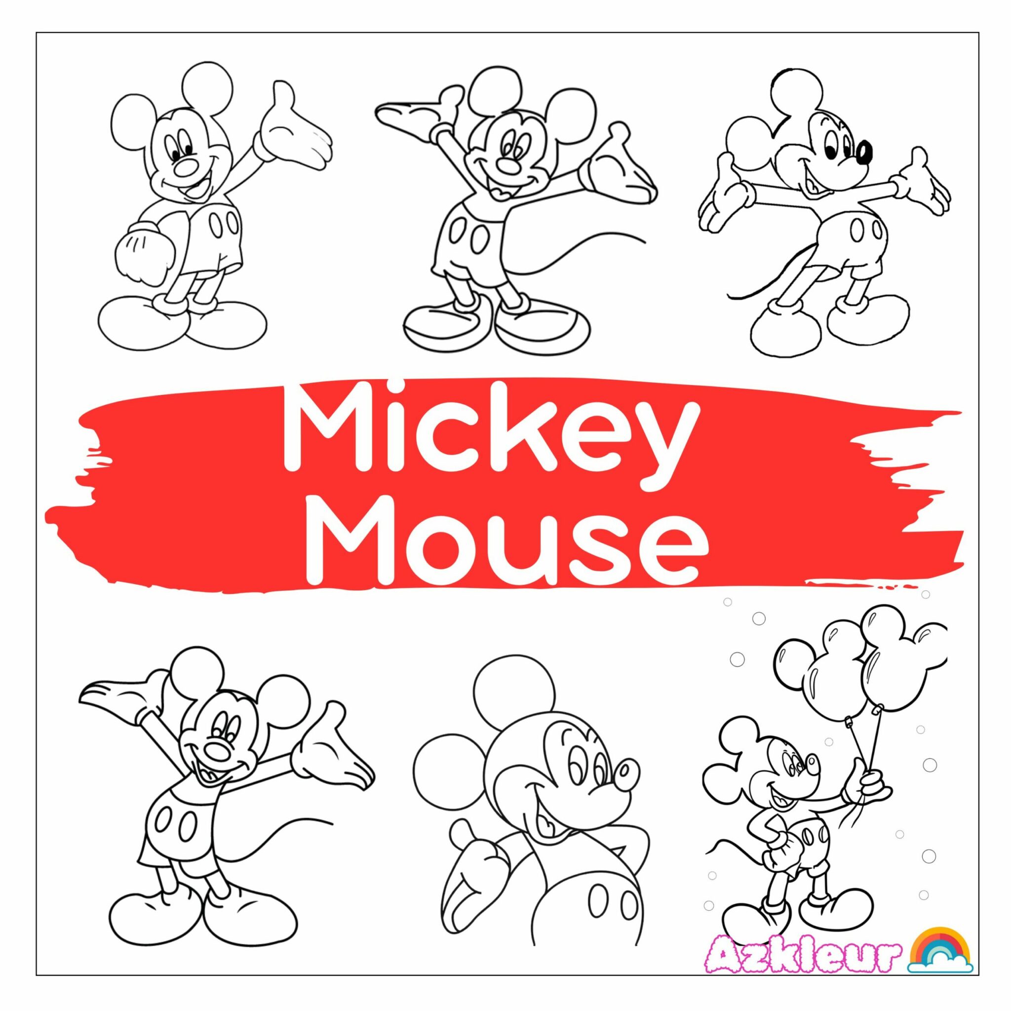Mickey Mouse para colorear - 25 imprimibles PDF, gratis
