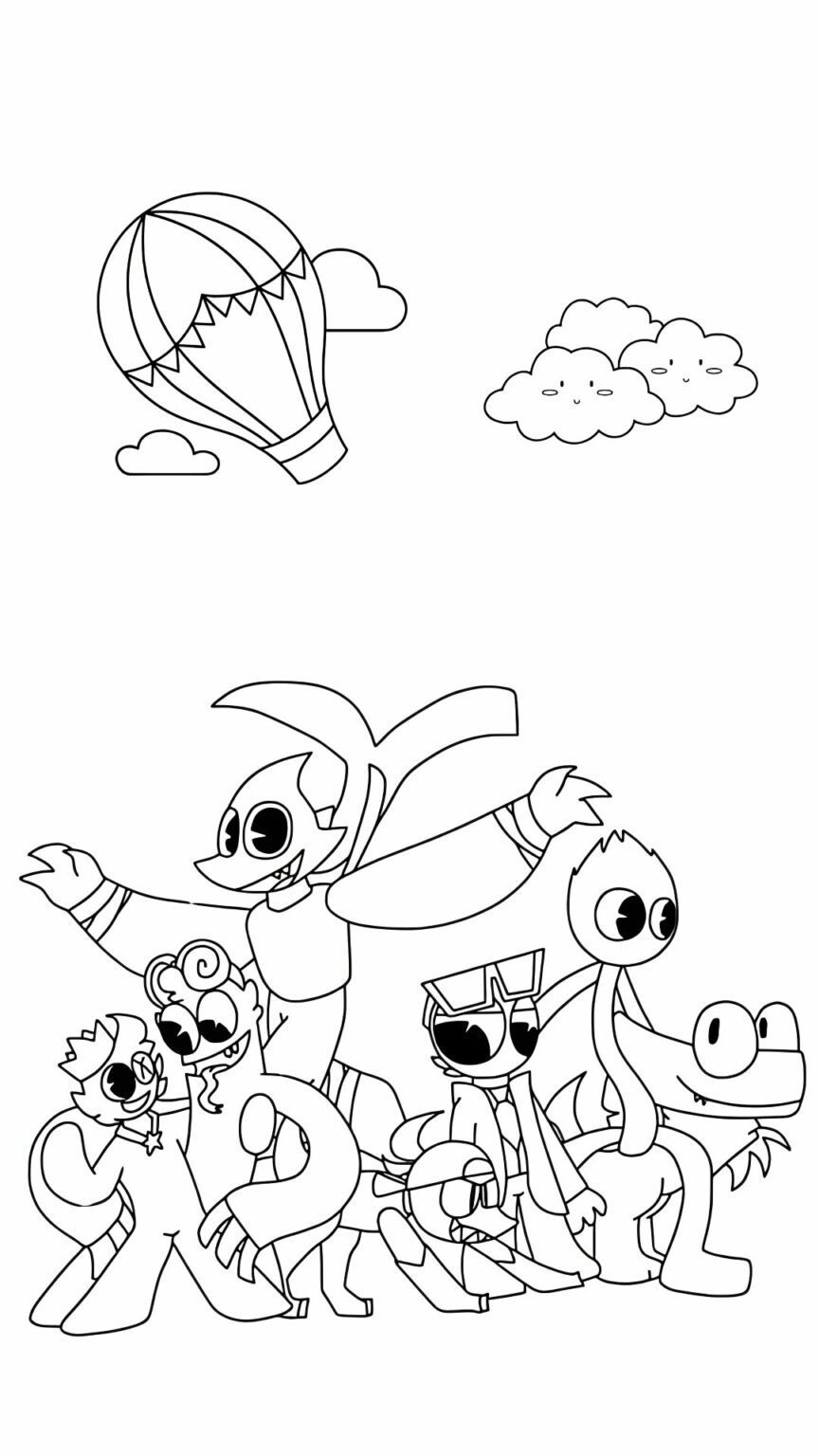 Gratis Rainbow Friends Kleurplaat 25 Afdrukbare PDF-Kleurplaten
