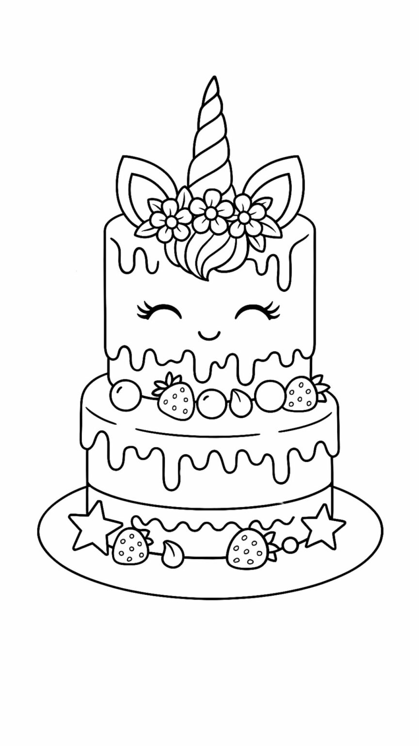 Gratis Printbare Kleurplaat Taart Verjaardag – 20 Kleurplaten om te ...