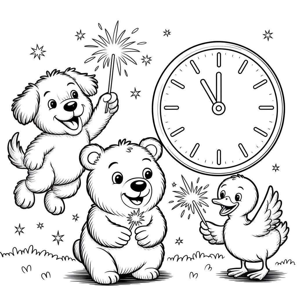 34 gratis Kleurplaat Nieuwjaar om te printen