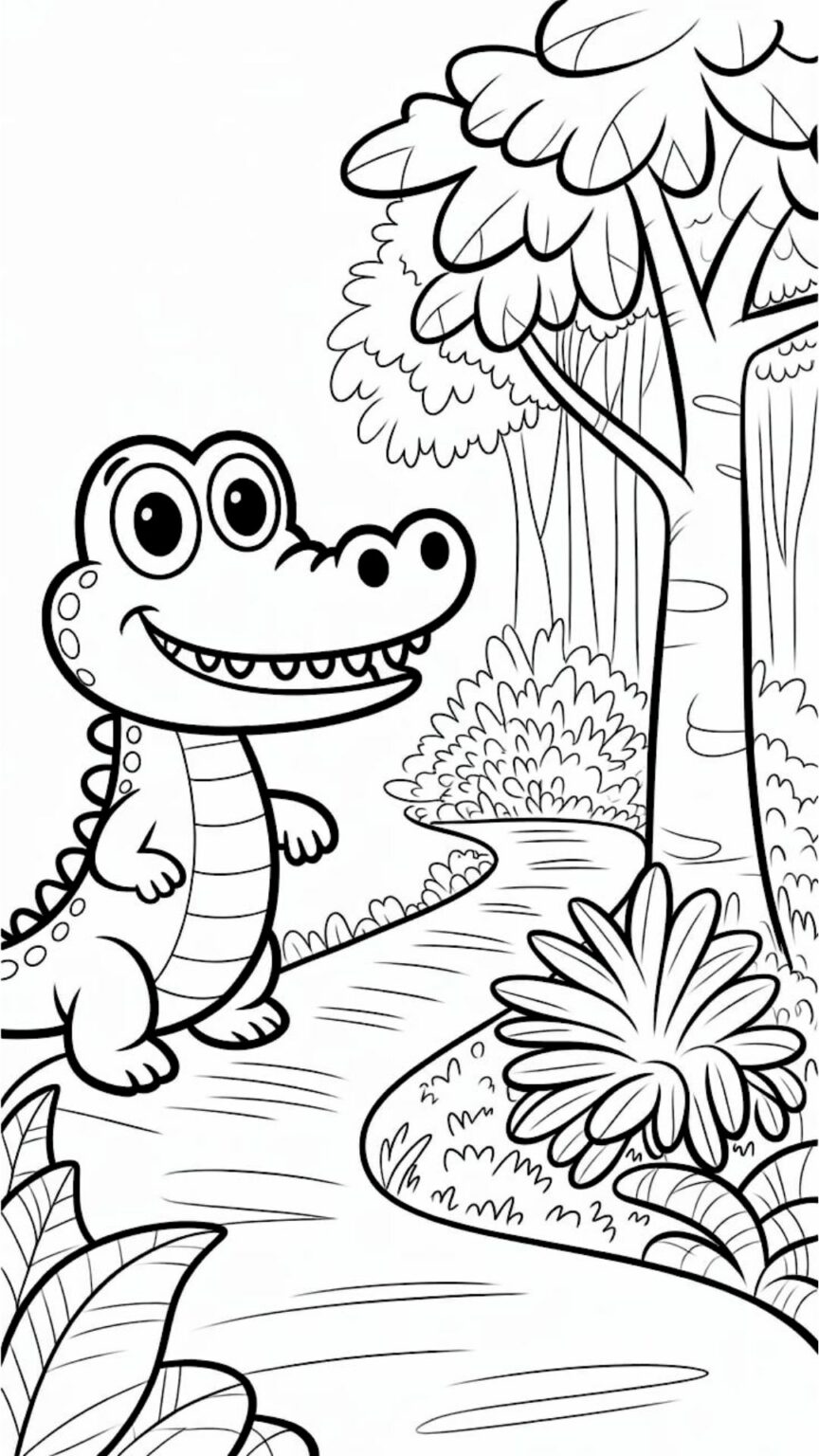 20 New Crocodile Coloring Pages to Download