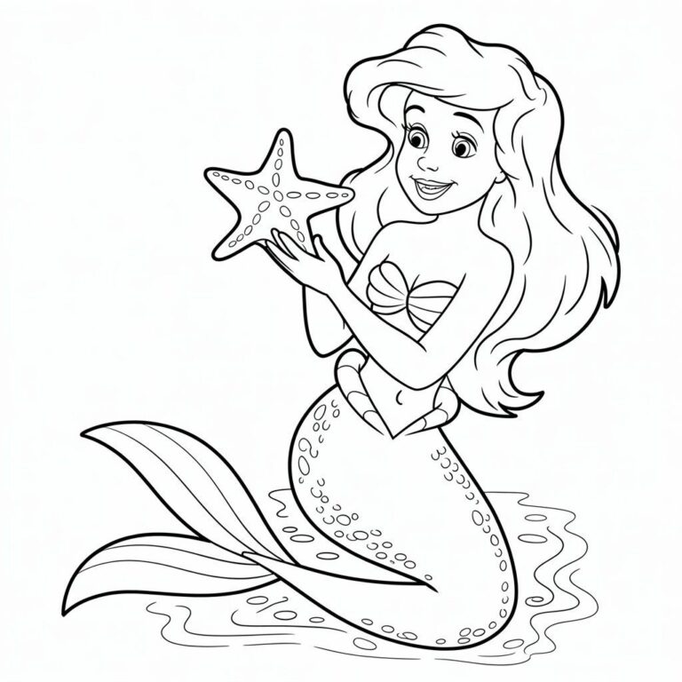 Printable Ariel Coloring Pages – 15 Free Coloring Sheets for Kids to ...
