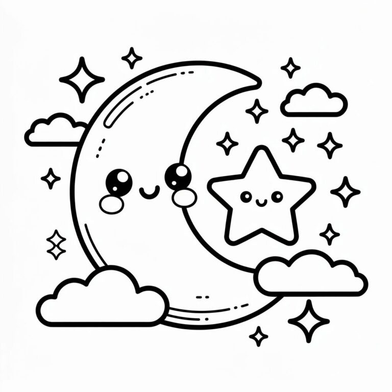 Moon Coloring Pages: 17 Free Printable PDF Bundle for Kids