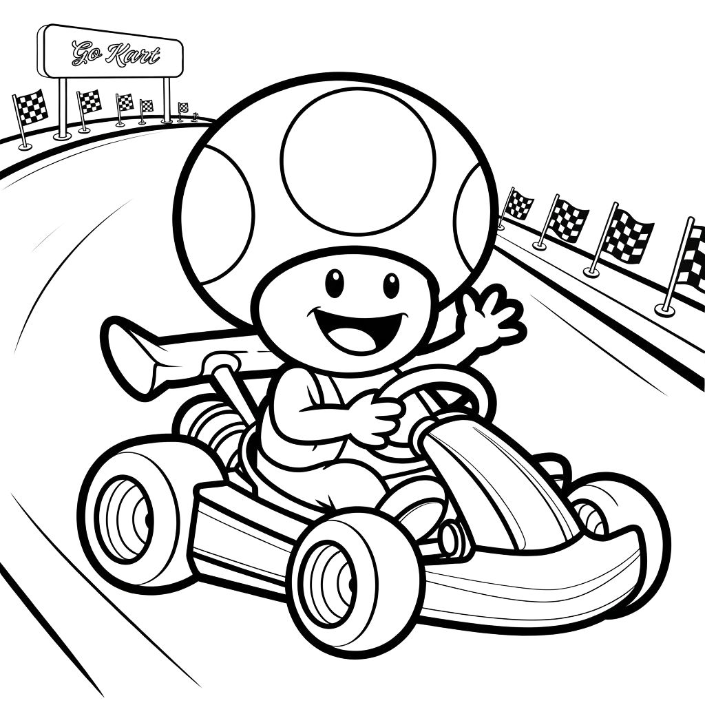 Mario Kart Toad Coloring Pages