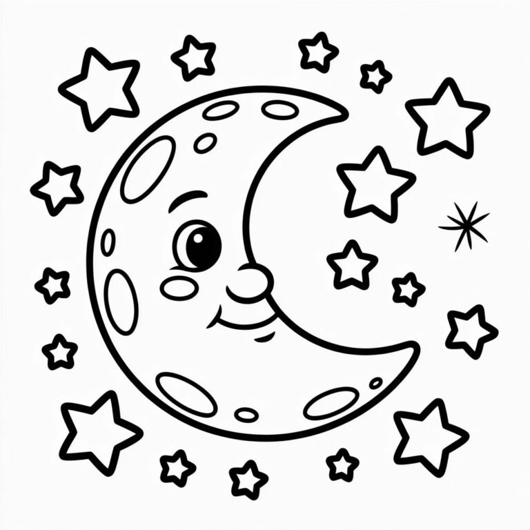 Moon Coloring Pages: 17 Free Printable PDF Bundle for Kids