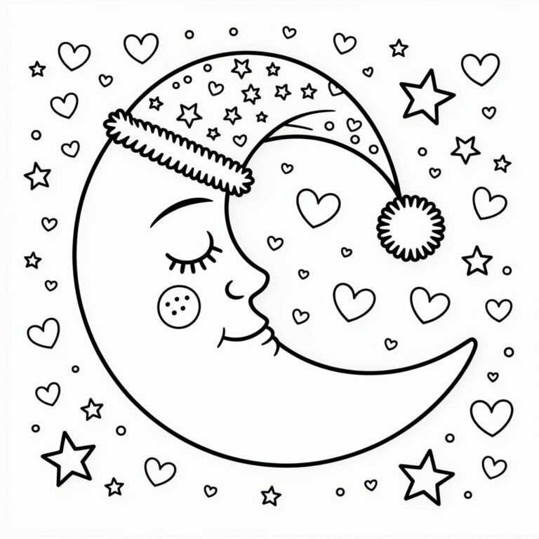 Moon Coloring Pages: 17 Free Printable PDF Bundle for Kids