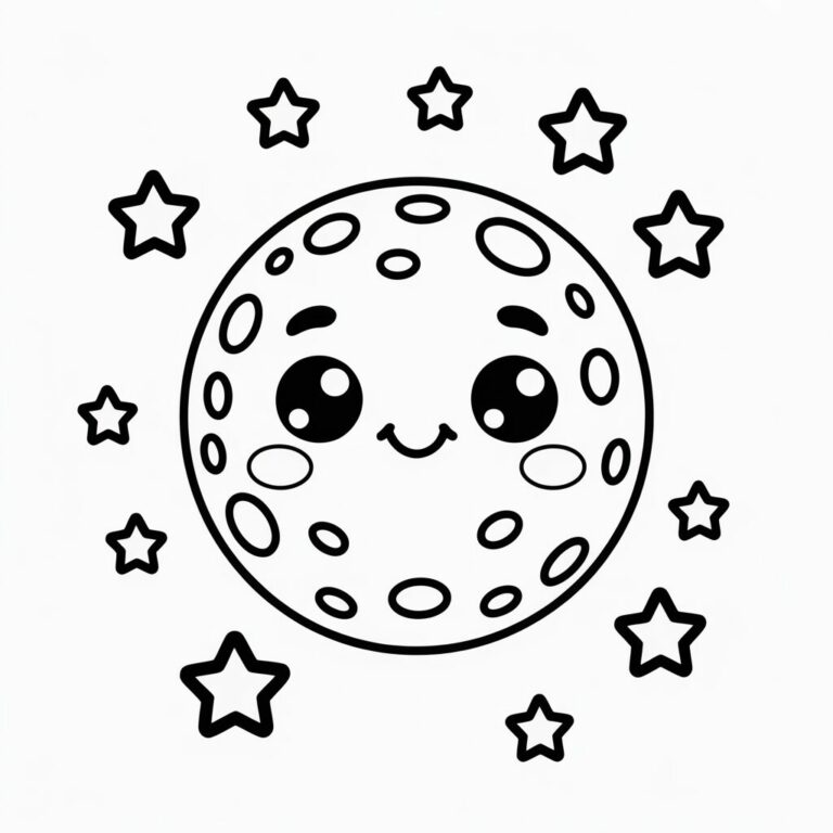 Moon Coloring Pages: 17 Free Printable PDF Bundle for Kids