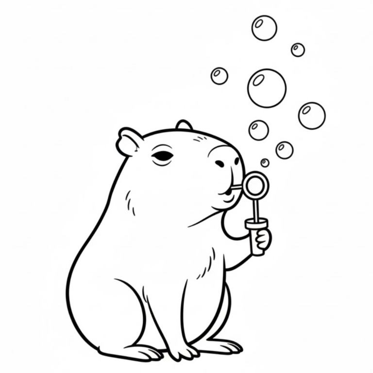 15 láminas para colorear de capibara - Descarga PDF