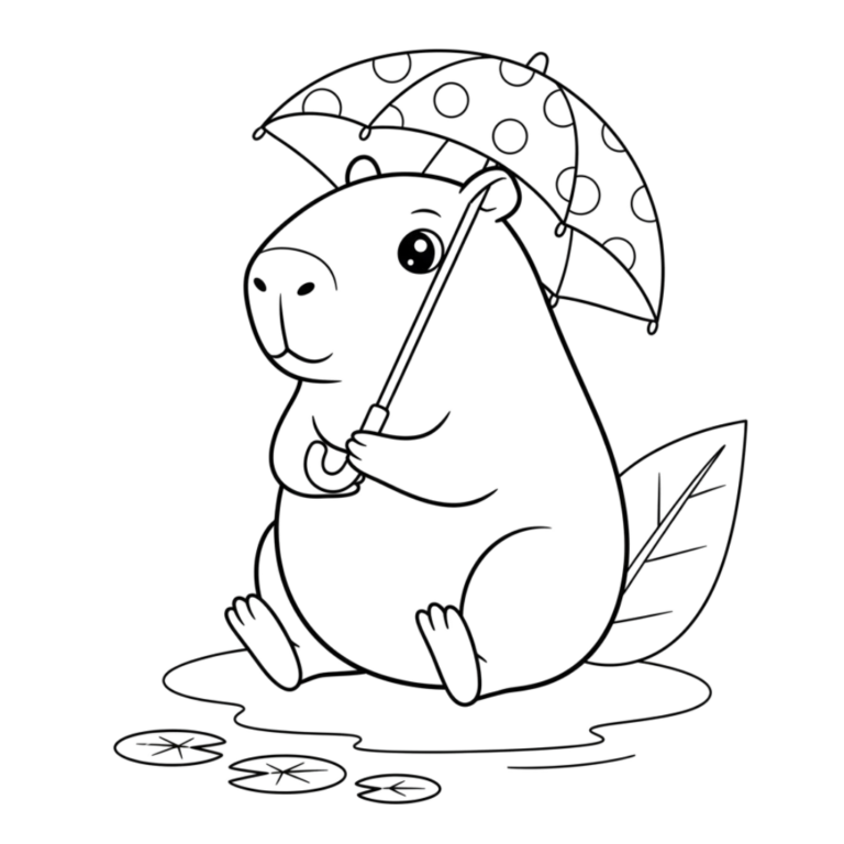 15 láminas para colorear de capibara - Descarga PDF